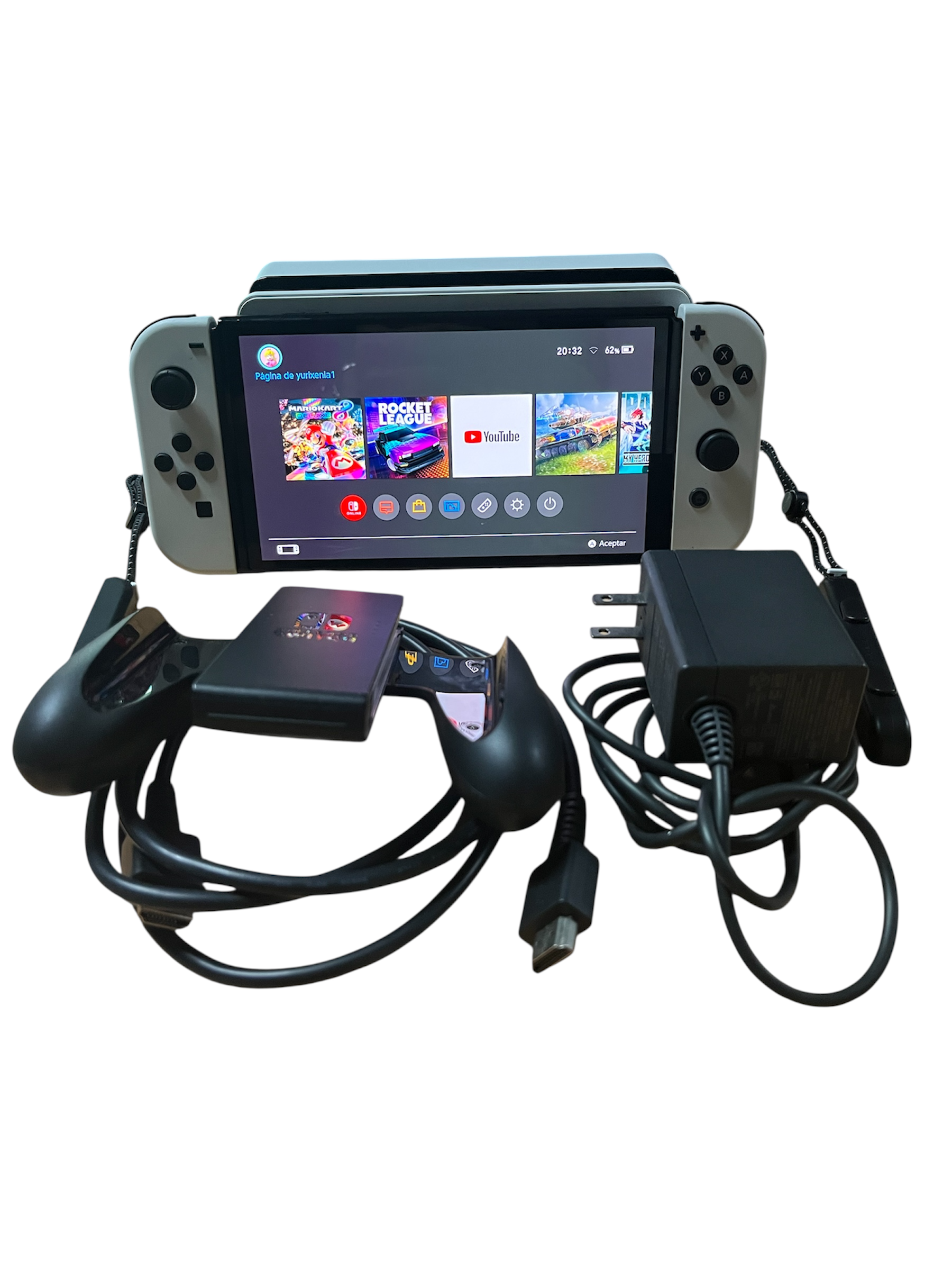 Nintendo Switch OLED Blanco con Todos sus Accesorios – Pantalla Vibran ...